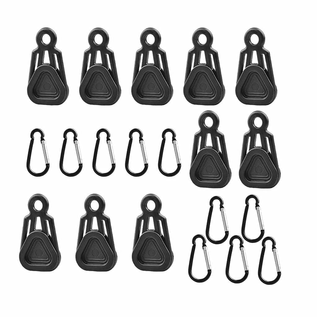 LMMDDP Windproof Hook Plastic Clamp Set Survival Grommet Tent Clips Buckle Awning Tarp Fixed Outdoor Mini Black Hangers