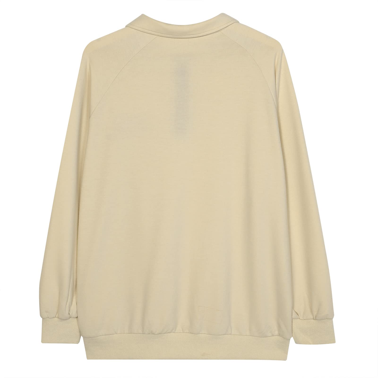 MOUSYA Oversized Mama Sweatshirt Women Half Zip Long Sleeve Shirt Casual Crewneck Loose Pullover Tops Apricot