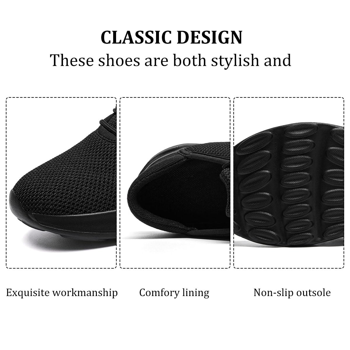 HIIGYL Womens Running Shoes Lightweight Breathable Walking Sneakers Athletic Workout Gym Tennis Shoes All Black Size 9