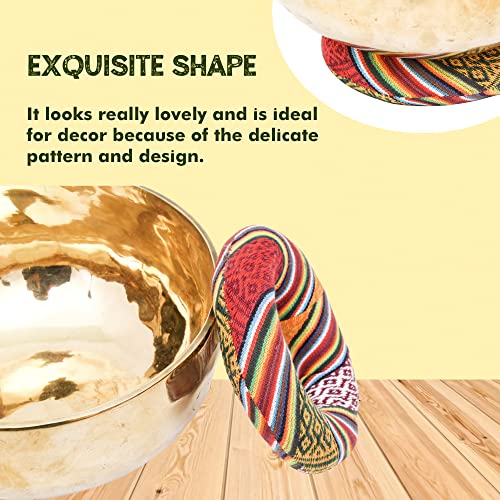Karma Crafter Silk Brocade Cushion Pillow for Tibetan Singing Bowl Handmade in Nepal Round Cushion for Sound Bowls (6 Inches, Rainbow)