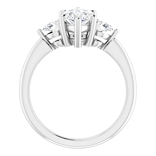 JEWELERYIUM 3 CT Marquise Colorless Moissanite Engagement Ring, Wedding Bridal Ring Set, Eternity Sterling Silver Solid Diamond Solitaire 6-Prong Anniversary Promise Ring for Her (7)