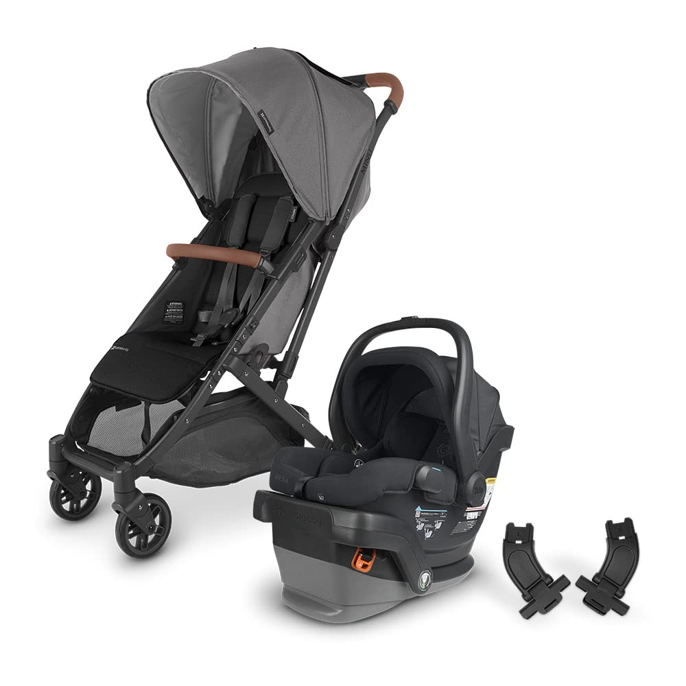 MINU V2 Stroller - Greyson (Charcoal mélange/Carbon/Saddle Leather)+ Adapter for Bassinet/MESA + MESA V2 - Jake (Charcoal)