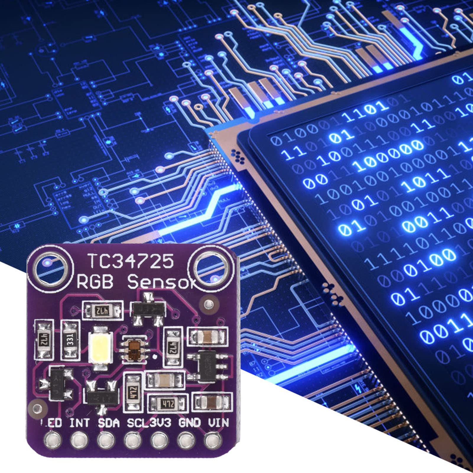 RGB Color Sensor, Colour Sensing Module High Sensitivity 3800000:1 Dynamic Range 400kbit/s Data Rate for Industrial Automation