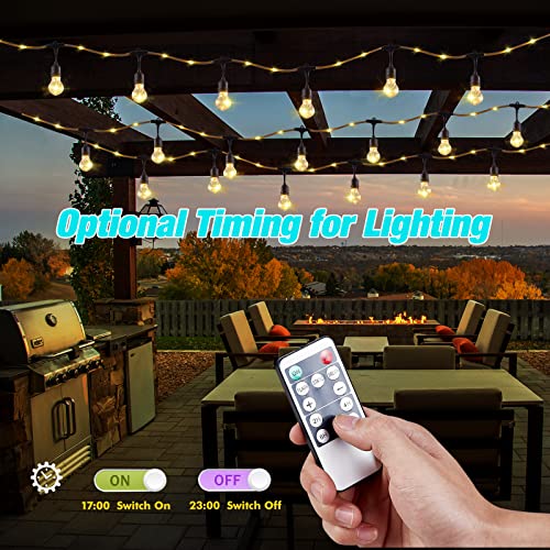 IPStank Outdoor String Lights, 48FT Warm White Patio Light String IP65 Patio Lights Light Bulbs Twinkle Stand, Weatherproof and Shatterproof, Decorative for Cafe, Patio, Porch and Party