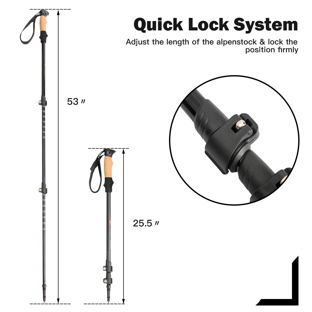 GOFLAME Trekking Poles 2 Pack Walking Hiking Anti-Shock Climbing Sticks Adjustable Lightweight Alpenstock Hiking Stick with Carrying Bag (Orange)