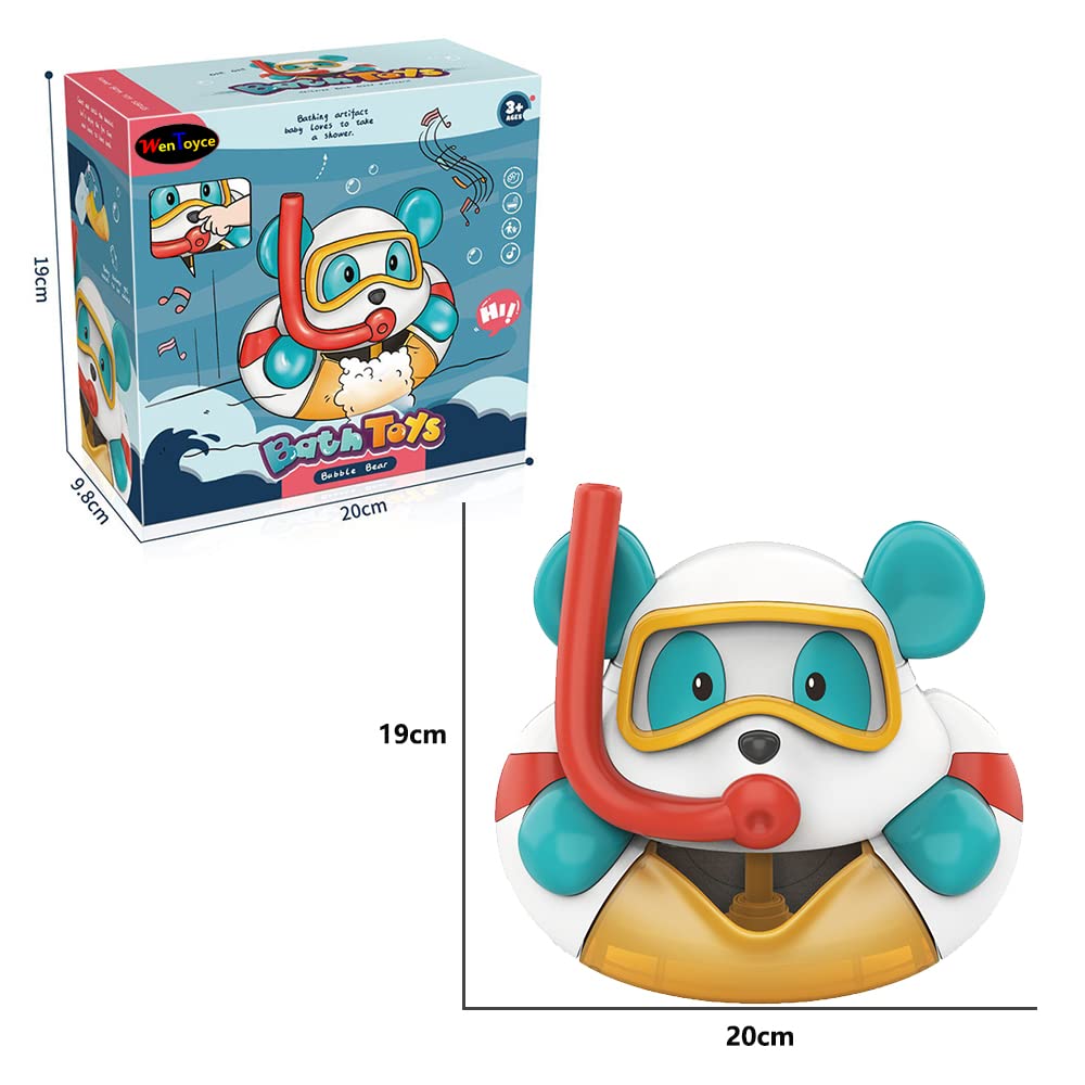 WenToyce Bear Bubble Maker for Bath, Foam Blower Bubbling Making Machine, Nursery Rhyme Musical Bathtub Toy for Baby Kids Happy Bath