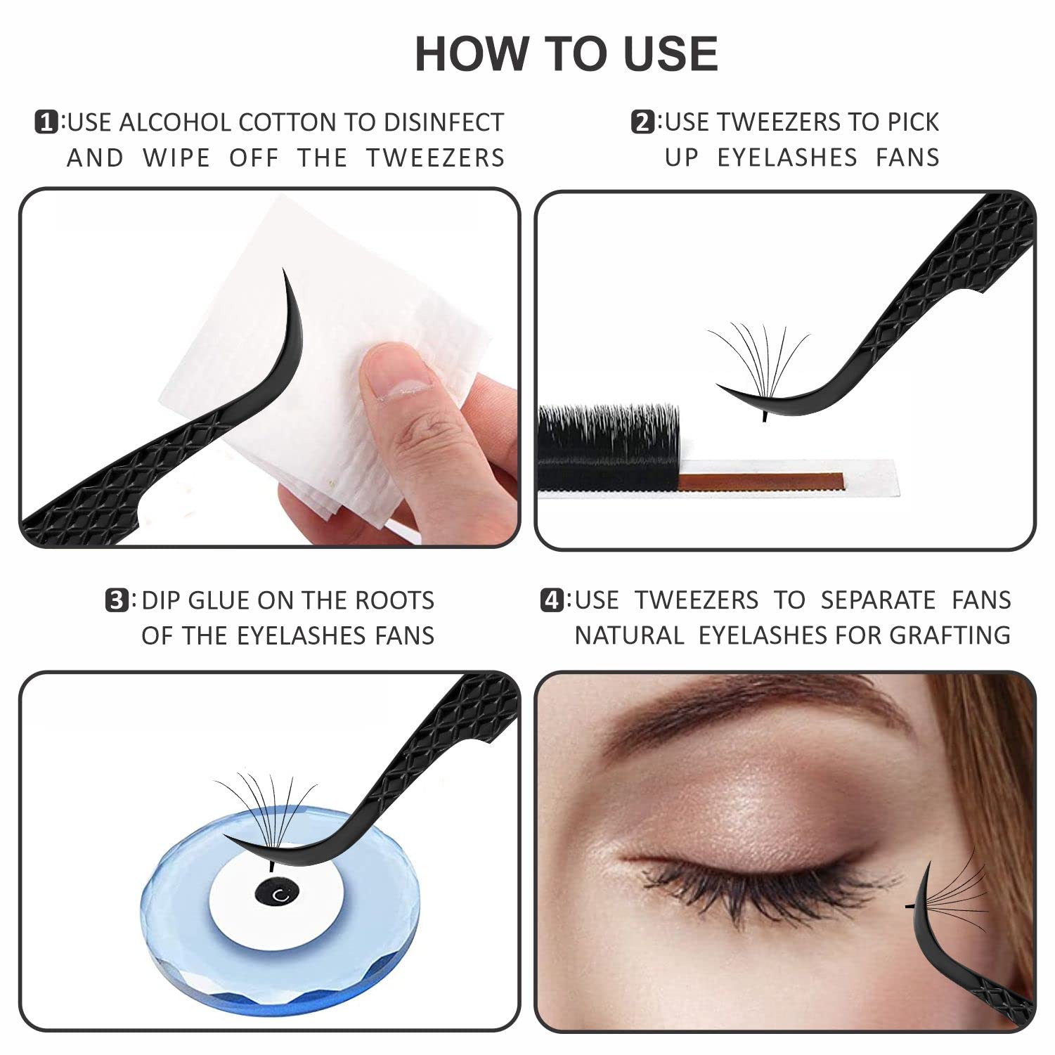 PHLASH TOOLS Pack of 5 Eyelash Extension Tweezers set. Japanese Stainless Steel Eye Lash Extensions Kit with Curved, Straight, C-Point Isolation, L-Type 75°, Wide Tip, 45° Volume Eyelash Tweezers