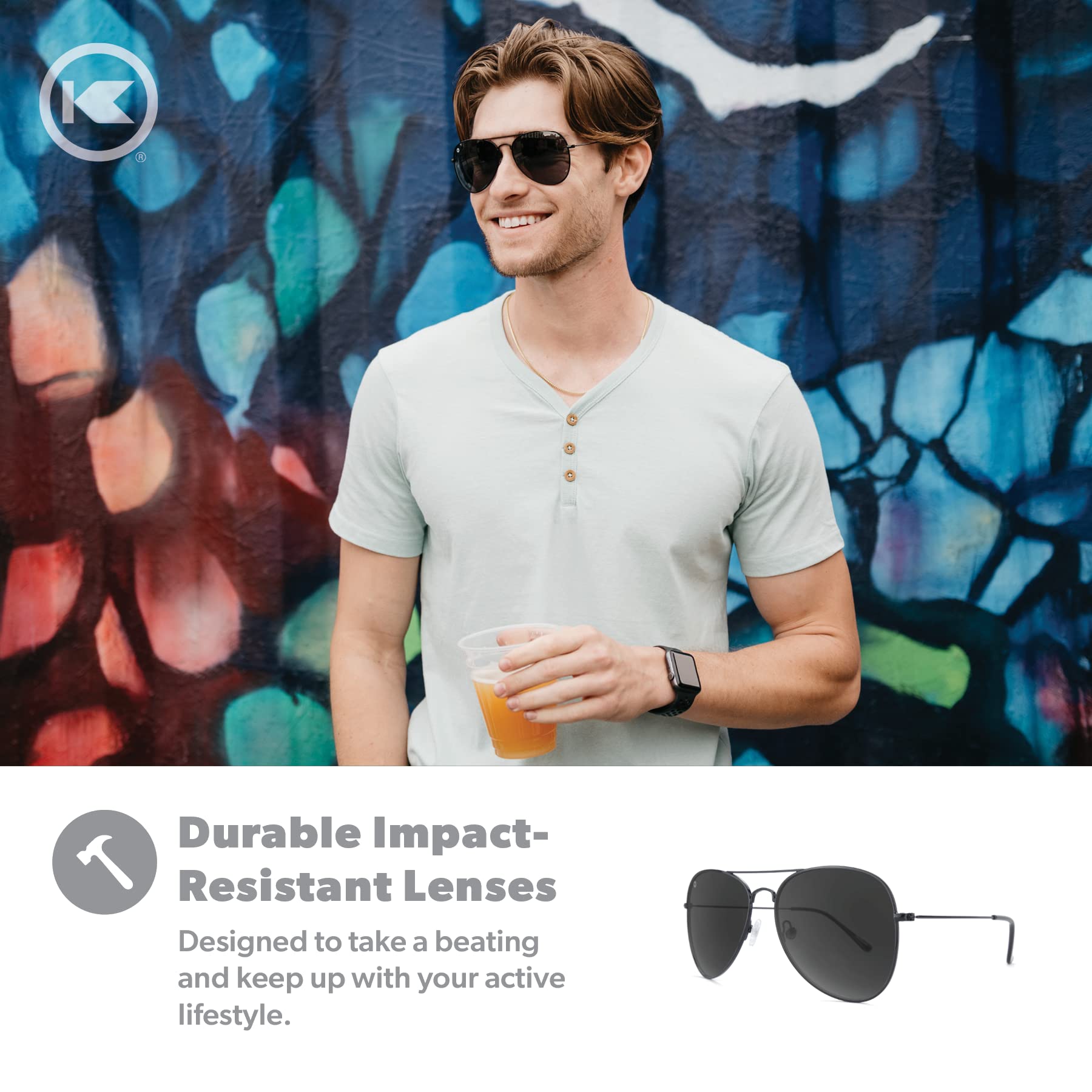 Knockaround Mile Highs Polarized Sunglasses - Aviator Sunglasses with Full UV400 Protection & Impact Resistant Lenses, Vegas Velour Brown