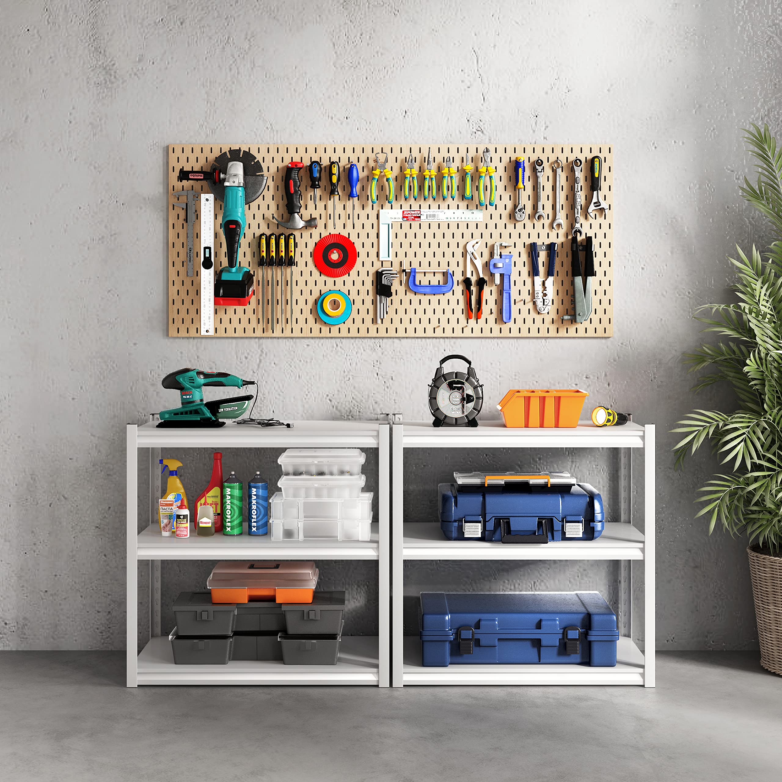 MIOCASA Garage Shelving Adjustable 3 Tier Heavy Duty Metal Storage Shelves Adjustable Utility Rack Organization for Kitchen, Pantry, Closet, Garage, Office 31.5" W x 15.75" D x 31.5" H, White