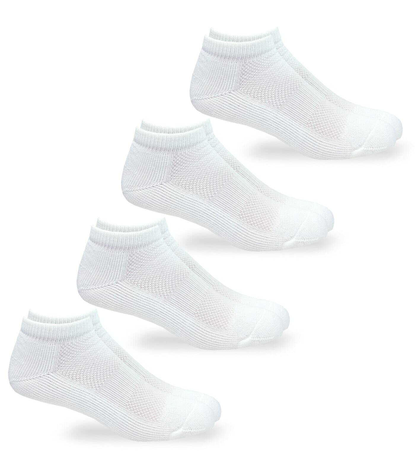 Jefferies Socks Mens Womens Military Coolmax Mesh Cushion Low Cut Socks 4 Pair Pack (9-11, White)