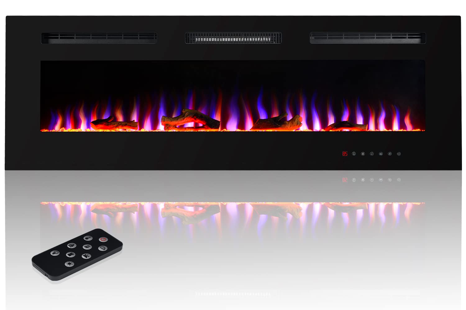 KEGIAN 50" Electric Fireplace, Wall Mounted and Recessed Electric Fireplace Inserts with Remote Control, Adjustable Flame Color, 750w/1500w, Black…