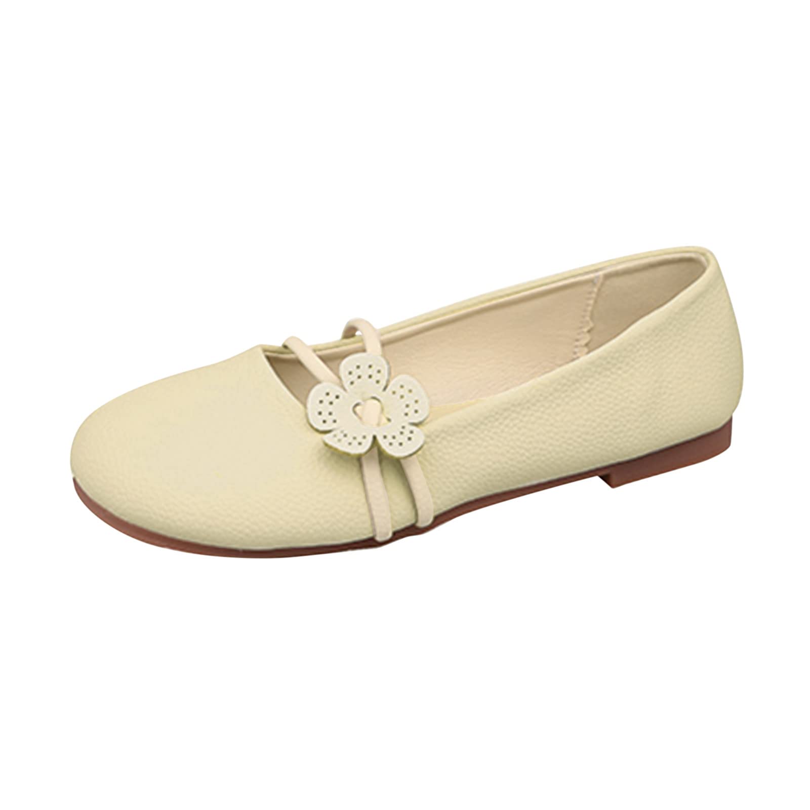 Ladies Fashion Solid Color Leather Surface Flower Comfort Flat Casual Shoes Action Casual Shoes for Men