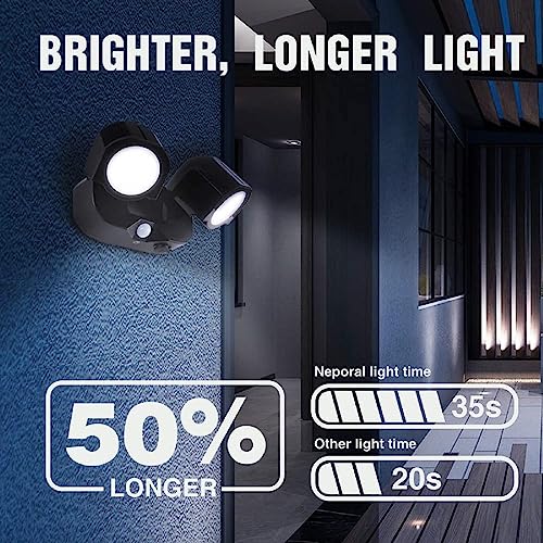 Neporal Outdoor-Motion-Sensor-Security-Light Wireless COB Battery Powered Outdoor Lights IP44 Waterproof Adjustable Outdoor Flood Light for Garage Porch Barn Patio Backyard
