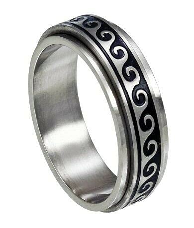 HPJ Beautiful Hawaiian Wave Spinner 8mm Band Stainless Steel Ring (7)