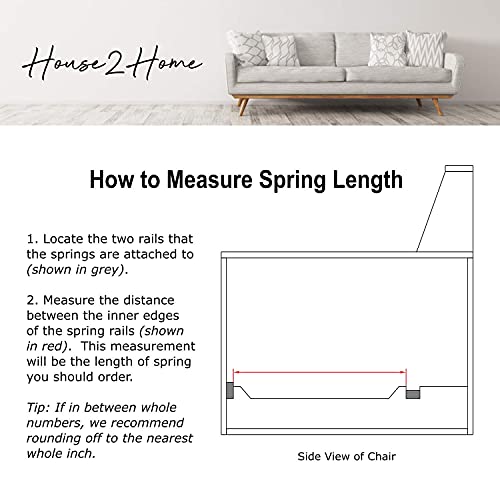 House2Home 23" Couch Spring Repair Kit to Fix Sofa Support for Sagging Cushions - Includes 4pk of Springs, Upholstery Spring Clips, Seat Spring Stay Wire, Screws, and Installation Instructions