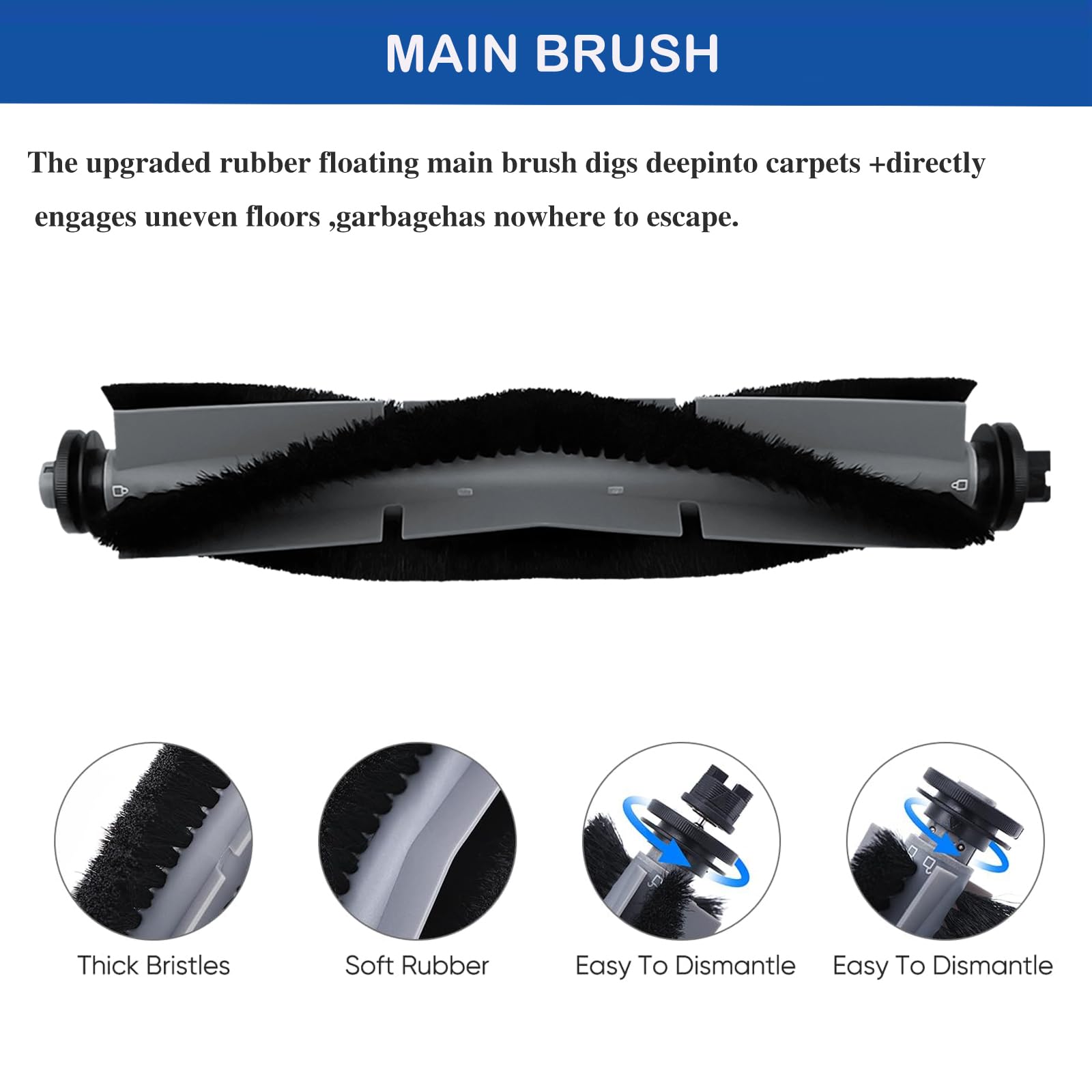 Replacement Parts for Airrobo T20+ Robot Vacuum Accessories Kit, Inclue1 Main Brush 3 HEPA Filters 3 Mop Pads 3 Dust Bags 6 Side Brushes(16 Pack )