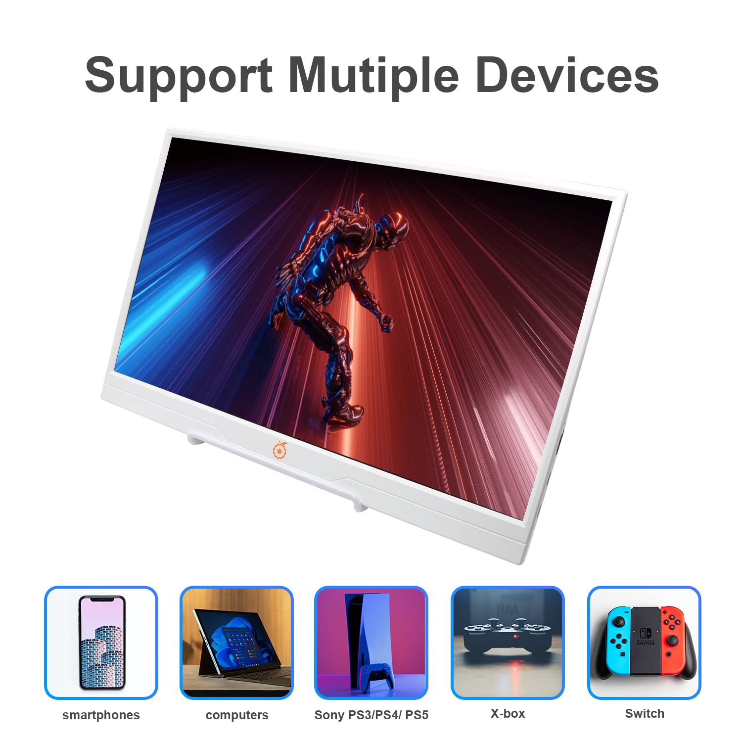 Orange Pi 14 Inch Portable Monitor, 1080P HD Resolution Dual Speakers Multi-Functional Interface IPS LED Backlight Display Panel for Laptop PC Mac Phone Xbox Switch PS5 (14inch)