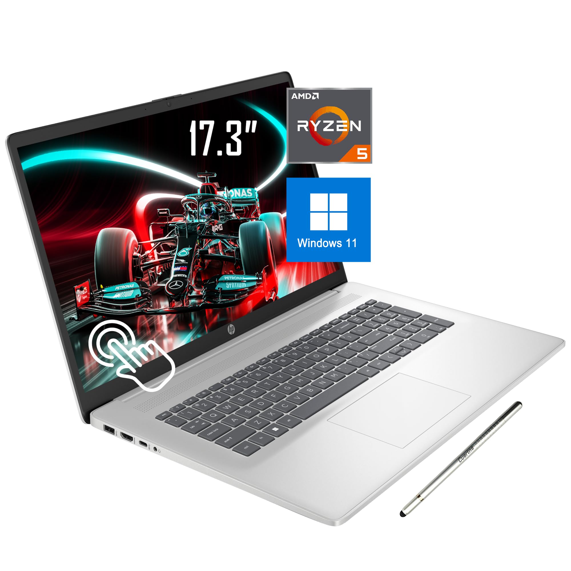 HP Touchscreen Laptop, 17.3" HD+ Touchscreen Display, AMD Ryzen 5 7530U Processor (Beats i7-1165G7, 6 Cores, 12 Threads), 32GB RAM - 2TB SSD, w/Stylus, Wi-Fi 6, Webcam, HDMI, Windows 11 Home, Silver