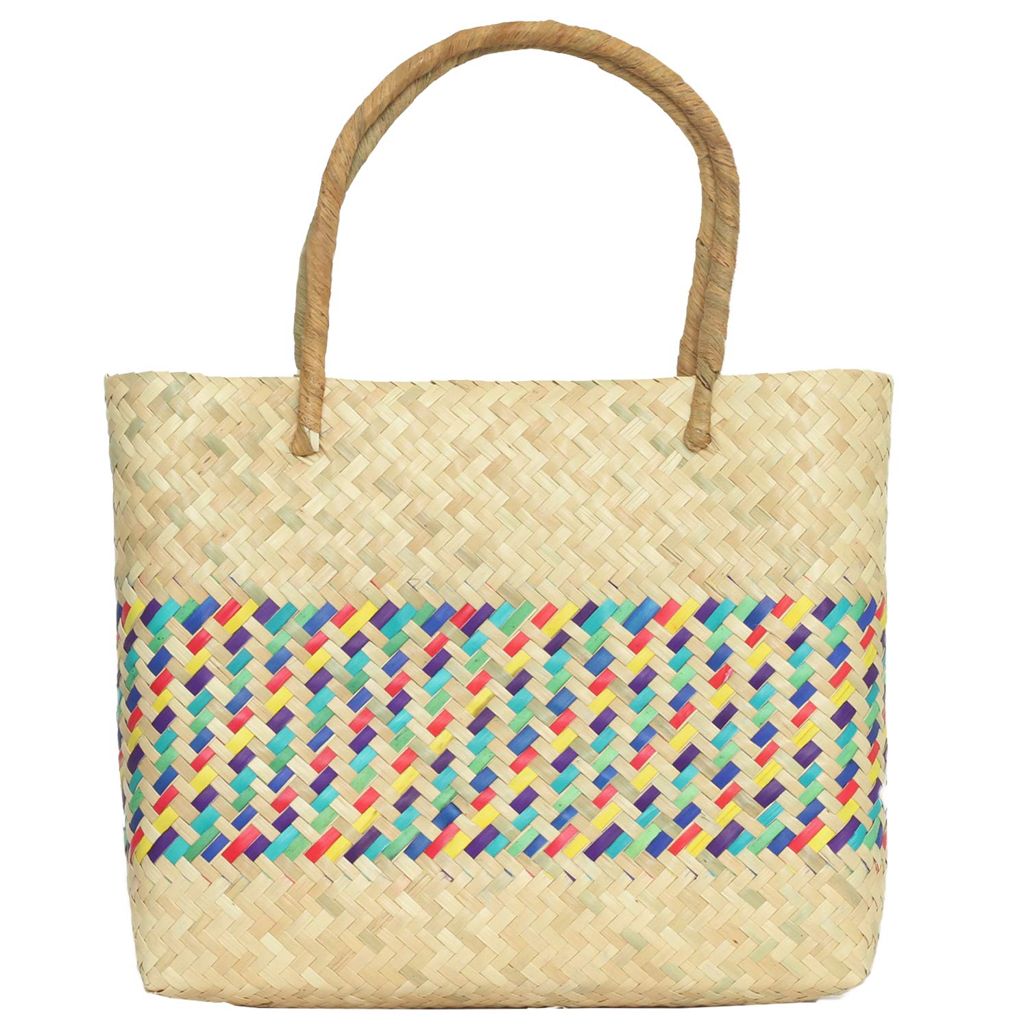 MAYANSHUL Mexican handbag Palm Leaf for Women | Handcrafted by Mexican Artisan | Casual, Summer Beach Tote Bag | 100% Ecological | Multicolor | Lightweight