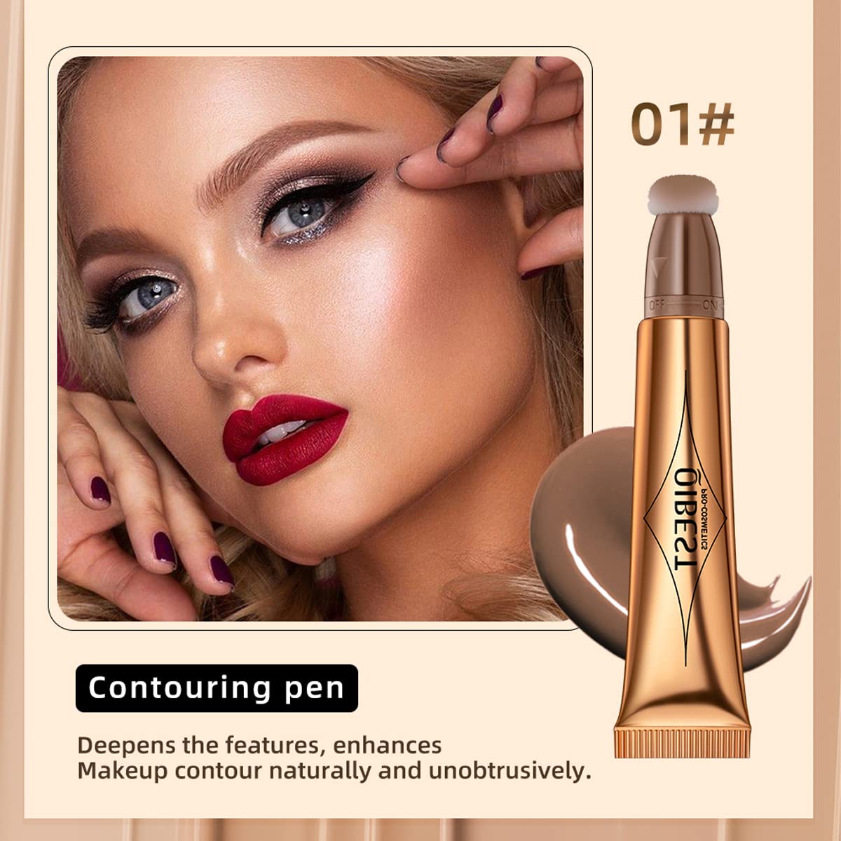 Pakivs 3 Pcs Cream Contour Sticks with Cushion Applicator,Shades with Highlighter & Blush Pen,Waterproof Easy to Create 3D Face Makeup