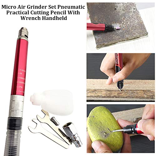 Micro Air Grinder Set, Air-powered Micro Die Grinder, Handheld Pneumatic Cutting Pencil with Wrench, 65000 RPM
