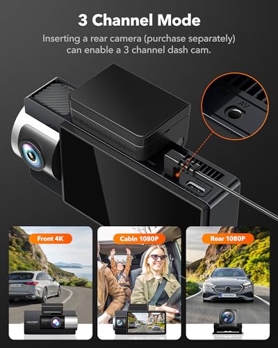 WOLFBOX i17 Dash Cam Front Inside, 4K+2.5K 5G WiFi Dual Dash Camera with 64GB Card, 2160P UHD 3" LCD Car Camera for Cars with Super IR Night Vision, Smart Parking Monitor, GPS, Loop Recording