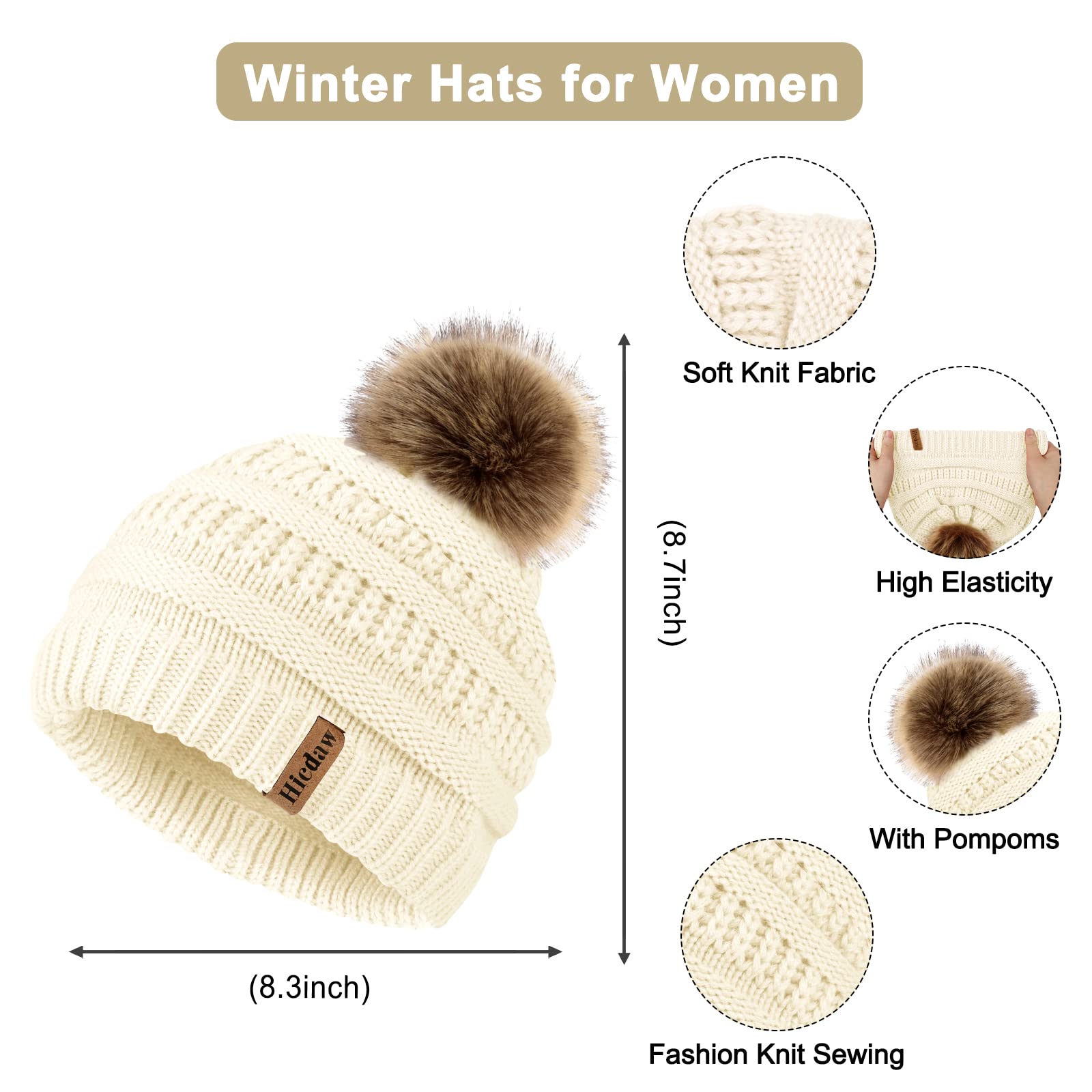 Hicdaw Womens Winter Hats Gloves Scarf Set Winter Hats for Women Beanie Hat Circle Loop Scarf Glove, Wine Red