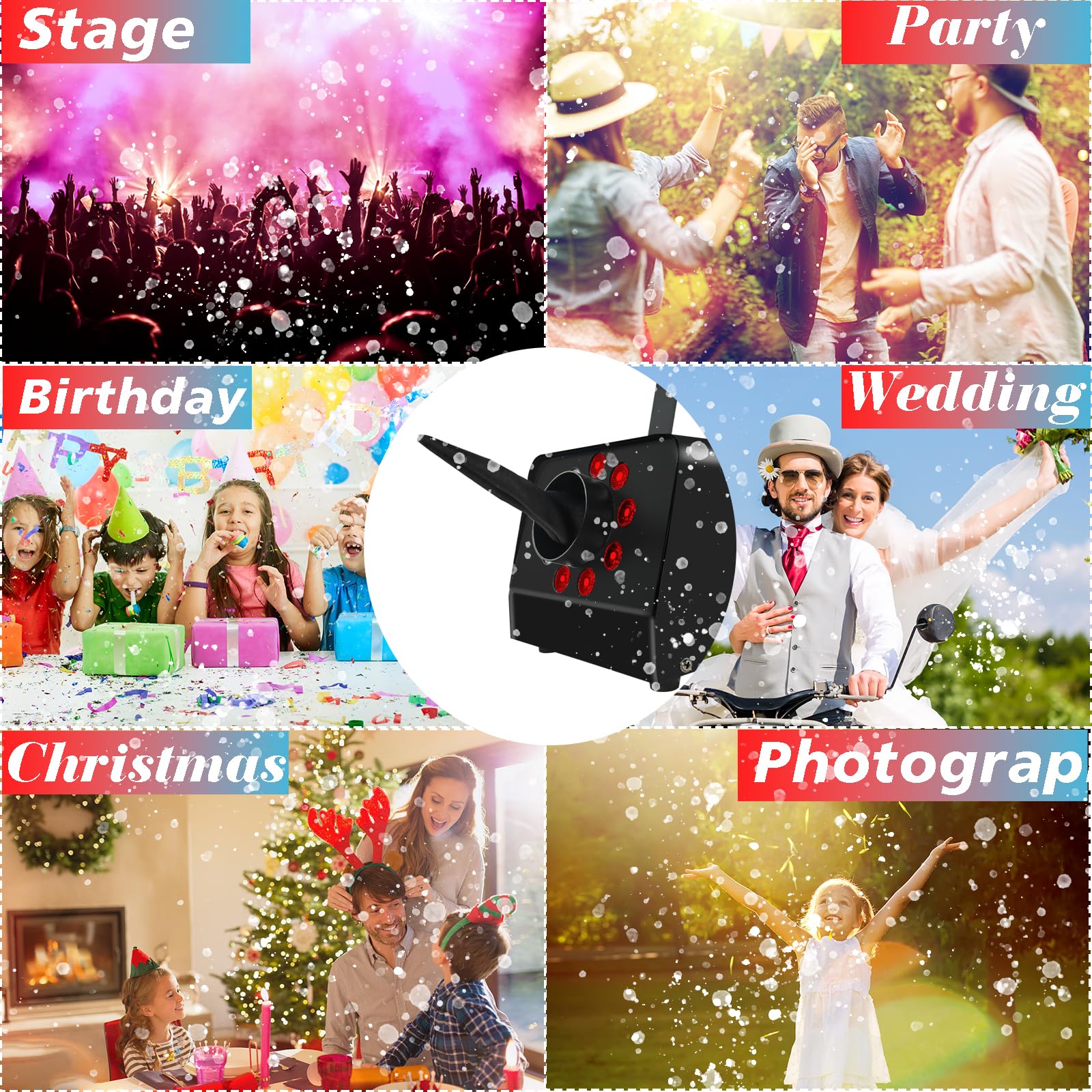 IMONE 900W Christmas Snow Machine with 9 Lights,High Output Fake Snow Machine with Remote,Foam Snow Machine Indoor, Outdoor Snow Making Machine,Snow Maker Machine,Snowflake Machine for Parade,Party