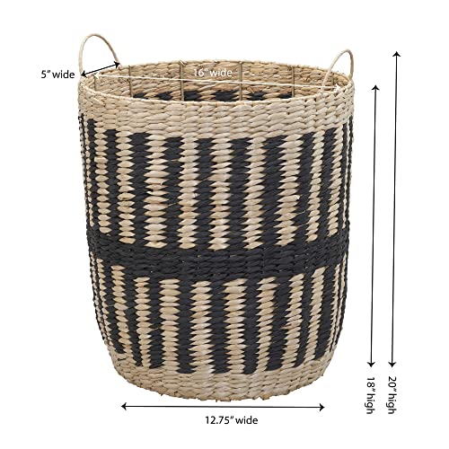 Household Essentials, Natural and Black Cattail and Paper Pillar Basket