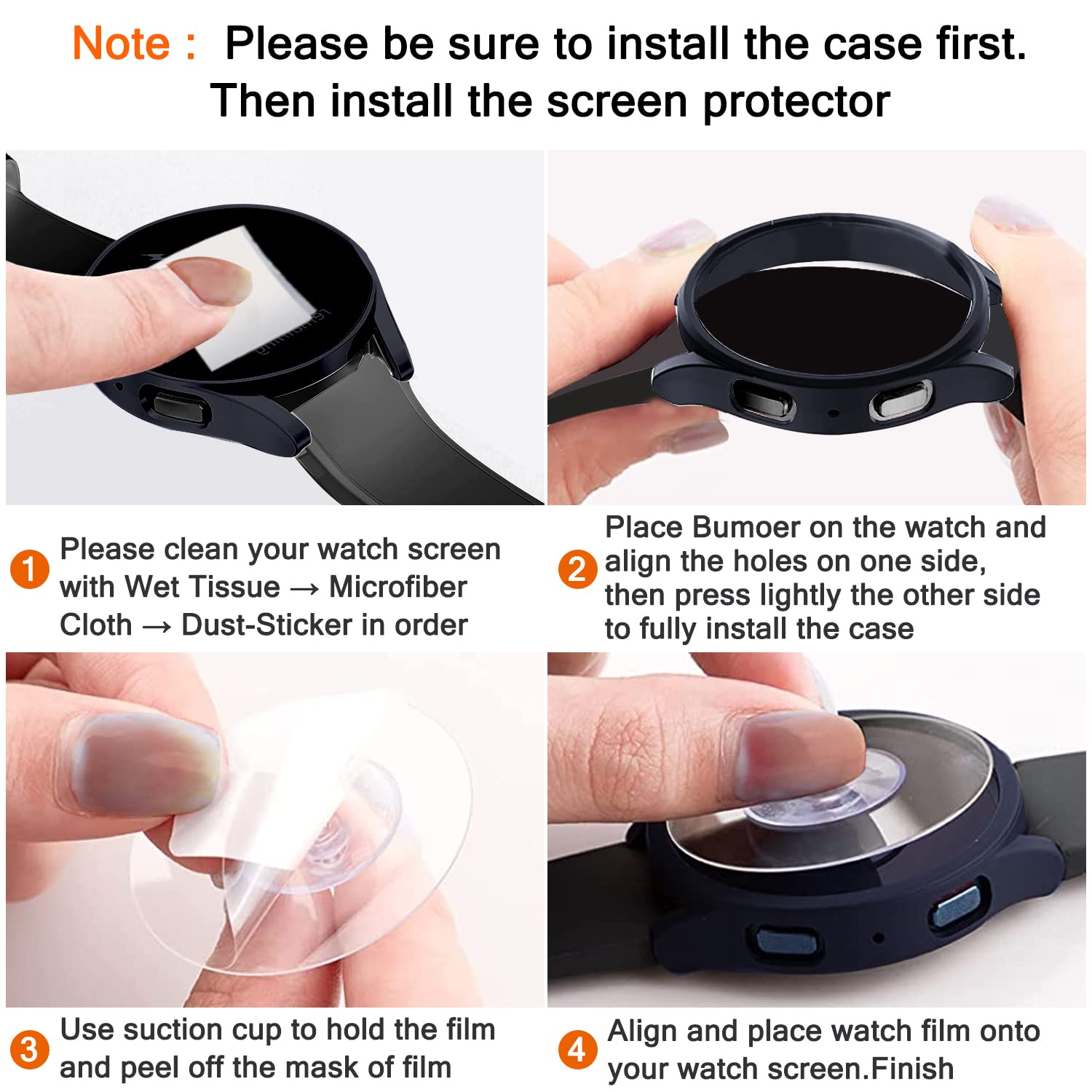 Milomdoi [6+6Pack] for Google Pixel 8 Screen Protector and Case 40mm Accessories Cover Anti-Fog Tempered Glass Protective Film & Hard PC Bumper, Clear/Black/Silver/Rose Gold/Blue/Green