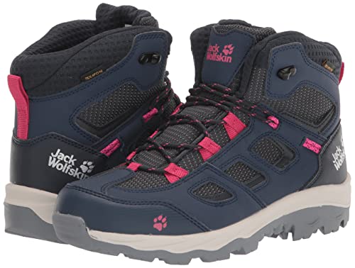 Jack Wolfskin Hiking Boot, Dark Blue/Pink, 1 US Unisex Big Kid
