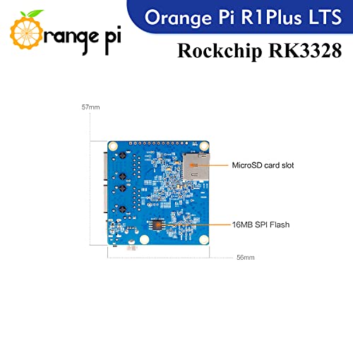 Orange Pi R1 Plus LTS 1GB LPDDR3 Rockchip RK3328 4-Core ARM Cortex-A53 64-BitSingle Board Computer, Dual Gigabit Ethernet, Development Board Run OpenWRT/Ubuntu/Debian(R1 Plus LTS+Case+Power Supply)