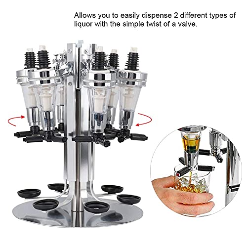 Liquor Dispenser, 6 Bottle Revolving Alcohol Rotating Dispenser Wine Beer Alcohol Bottle Beverage Stand Revolving Nozzle Drinkware Set for Wine Racks Cocktail Dispenser Wine Holder Bar Party Drinking