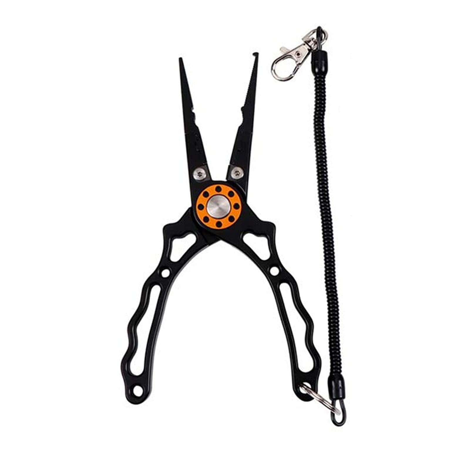 HSLINU Aluminum Fishing Pliers Muti-Function Lightweight Fishing Tackle Pliers Hook Remover Tool Kits and Accessories for Cut Line, Spilt Ring, Remove Hook, Crimp Sleeves (Color : Black)