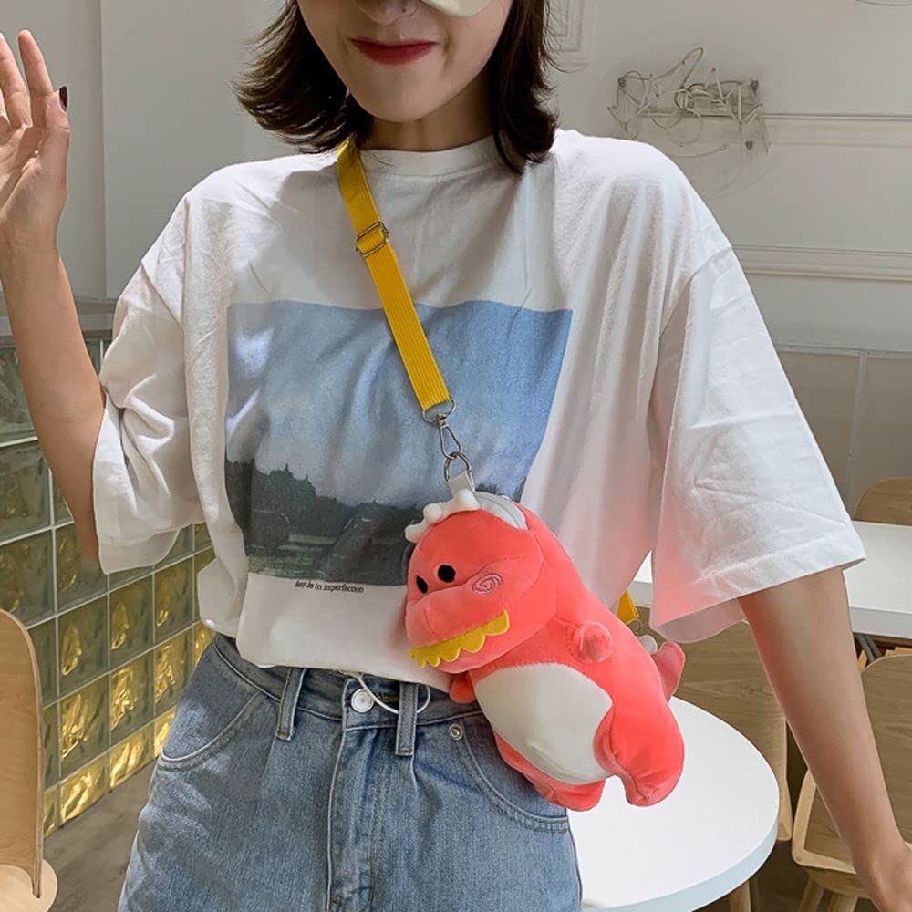 Large Cute Cartoon Plush Dinosaur Handbag Shoulder Bag Crossbody Bag Plush Lovely Shoulder Strap Shoulder Bag(green)