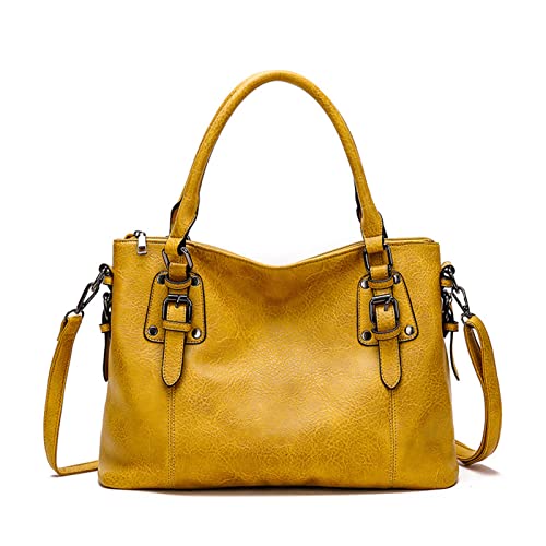 Mayitang Soft PU Large Hobo Crossbody for Women,Ladies Handle Satchel Tote Handbag with Zipper Closure (Black)
