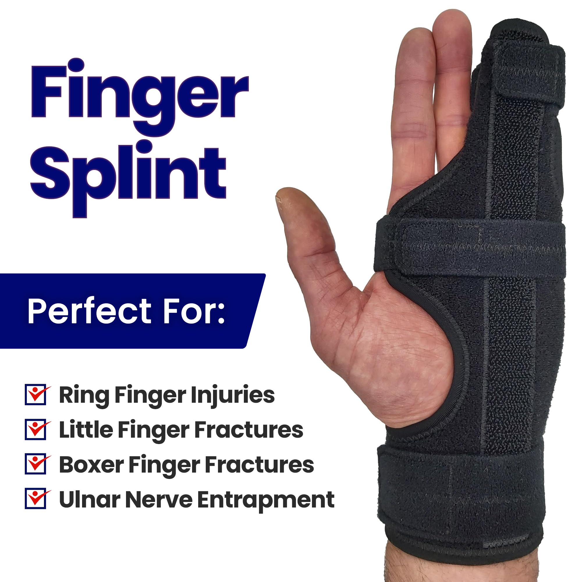 Metacarpal Finger Splint Hand Brace – Pinky Finger Splint For Boxer Fractures, Broken Ring, Little Finger Cast, Trigger Finger Immobilizer Straightener, Ulnar Gutter Splint Support Right - Small/Med