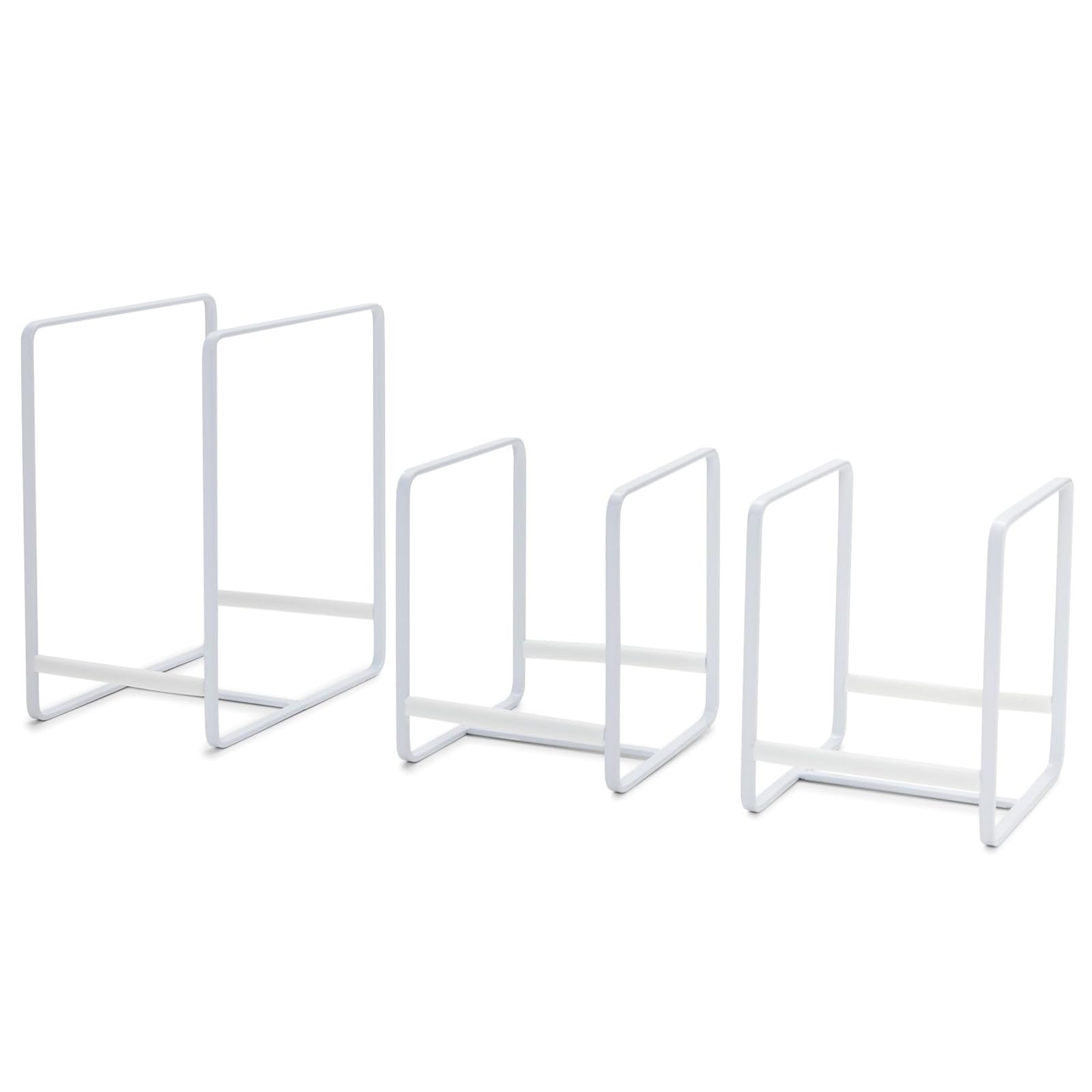 Juvale 3 Piece Plate Organizer for Kitchen Cabinet, Shelf, 2 Sizes for Pots, Pans, Cutting Boards (White)