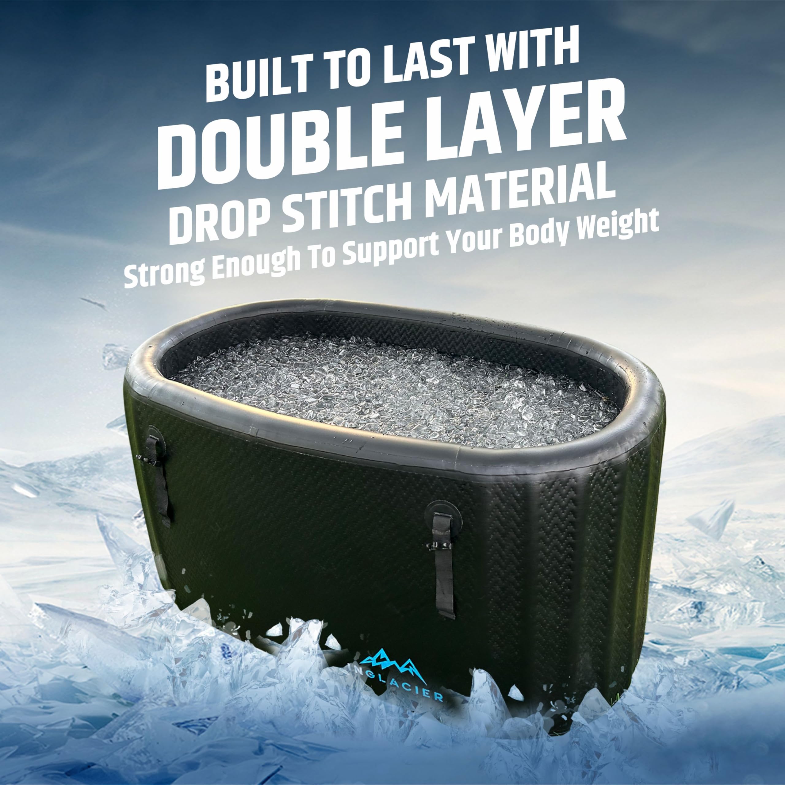 Inglacier Portable Ice Bath Tub | Cold Plunge Recovery Tub with Lid | Includes Pump, Oversized for Adults up to 6'9"