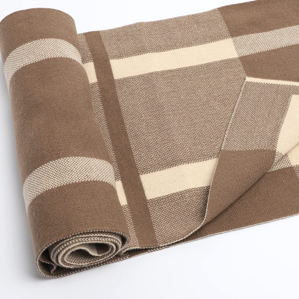 Manpexto Winter Scarf for Men Warm Premium Cashmere Feel Classic Striped Plaid Scarves (khaki)