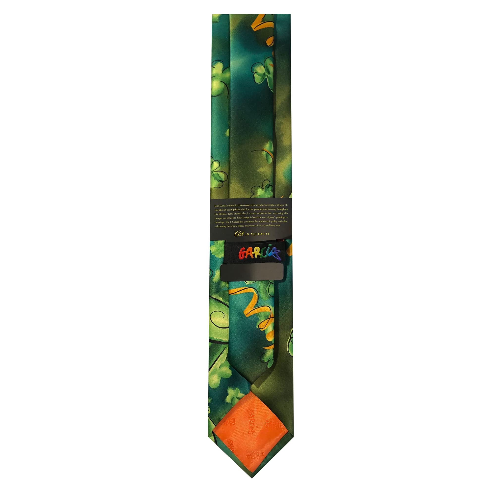 Jerry Garcia Men's St. Patrick's Day Green Shamrocks Irish Cap Leprechaun Hat Malachite Valley Artwork Regular Neck Tie, Regular - 58 inch