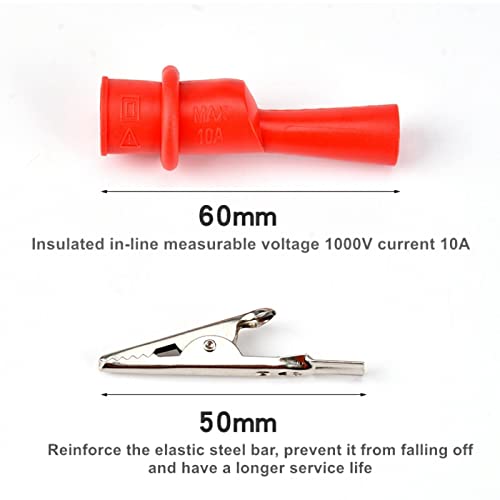 Multimeter Alligator Clips Set, 6PCS Silicone Alligator Clip Test Kit, Banana Test Lead Probe Clip, Test Extension Suitable Used in Laboratory Electric Testing Work and Cable Lead Clip