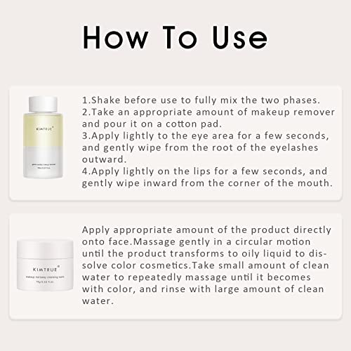 Kimtrue Gentle Eye and Lip Makeup Remover, Double Action of Water and Oil to Clean Quickly for Sensitive and all Skin type- 150ml/5 Fl OZ