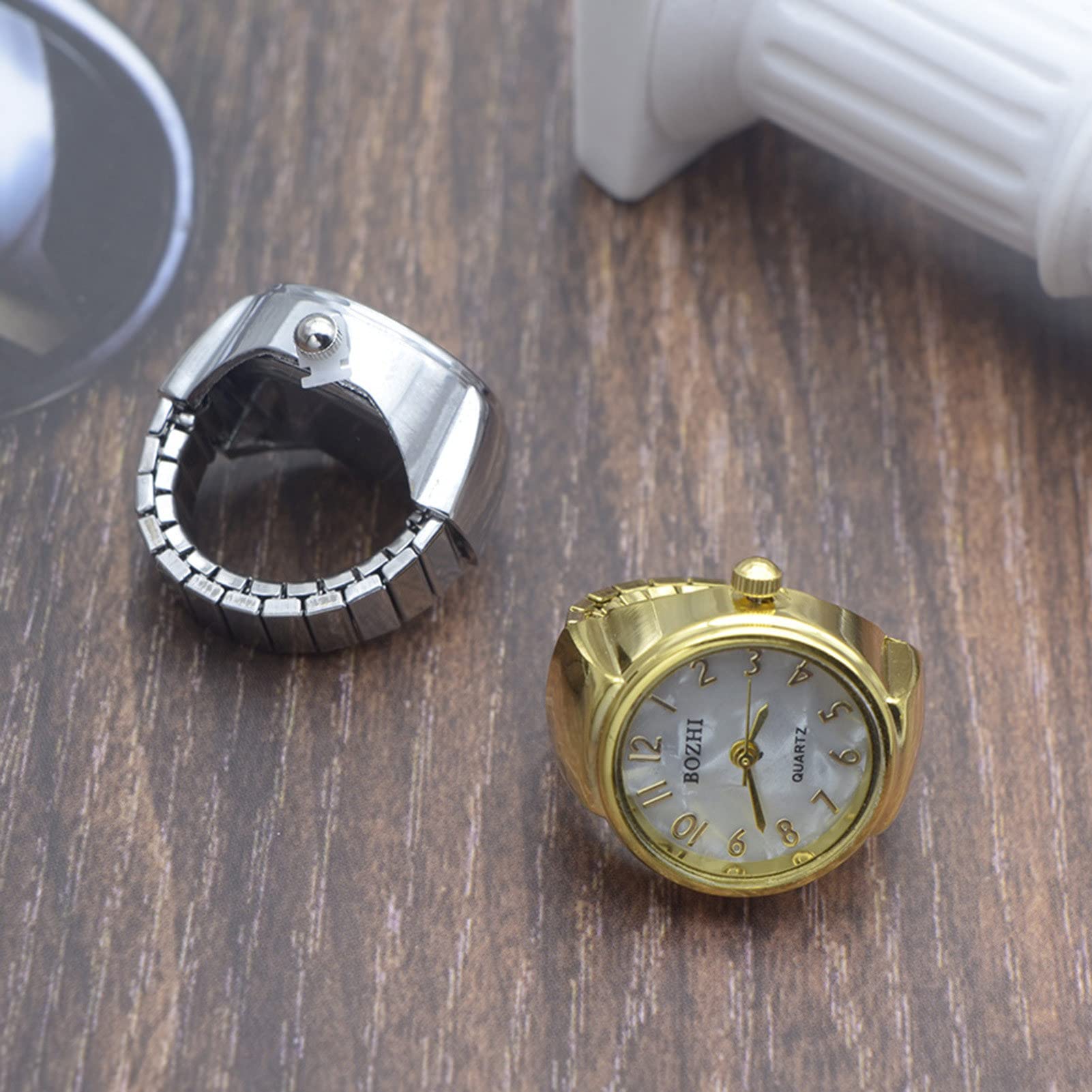 Ligirlsexy Watch Ring Decorative Clear Dial Jewelry Clock Quartz Analog Finger Ring Watch for Adult - Silver 2