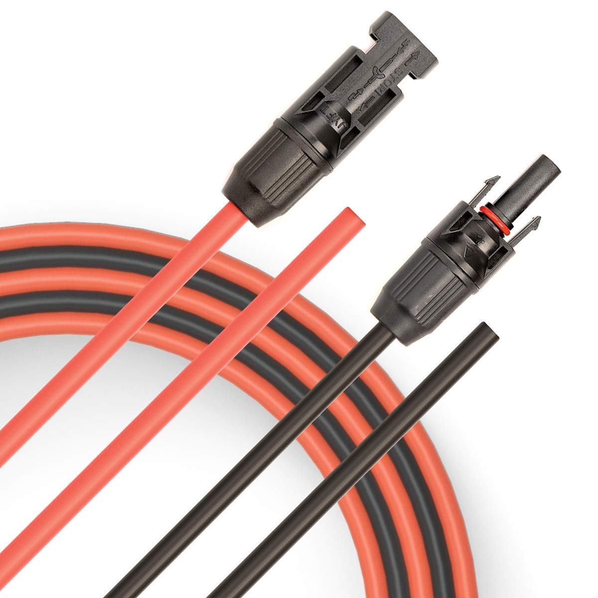 JYFT 10AWG(6mmÂČ) Solar Extension Cable with PV Compatible Female and Male Connector (6FT Red + 6FT Black)âŠ