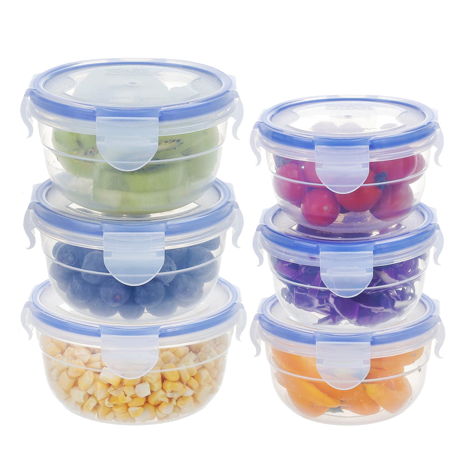 KIGI [ 6 PACK 20.3oz/10.1oz Plastic Mixing Bowls Set with Lid Leakproof Food Storage Container Set Portion Control Containers