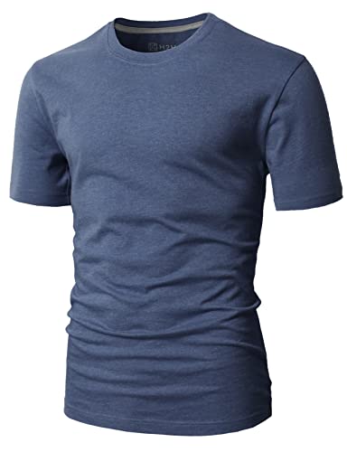 H2H Shorts Sleeve Crew Neck T-Shirts for Men DARKBLUE US L/Asia XL (CMTTS0198)