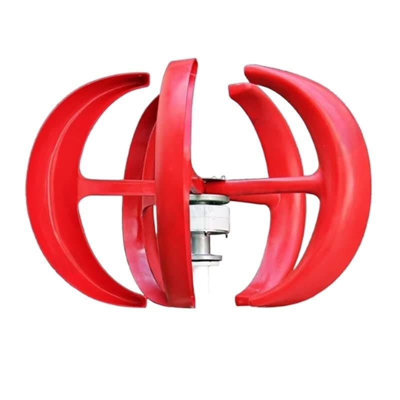 High Power Wind Turbine Generator, 3000W Wind Turbine 12v 24v Vertical Axies Wind Generator VAWT Small Windmill Free Energy With MPPT Charge Controller Homeuse High Wind Energy Utilization (Color : R