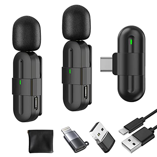 MYBESTFURN Wireless Lavalier Microphone for iPhone iPad, Android Phone,Professional Lapel Mics with Clearer Audio, Mini Microphone for Video Recording, YouTube, Interview, Tiktok, Vlog(2 Pack)