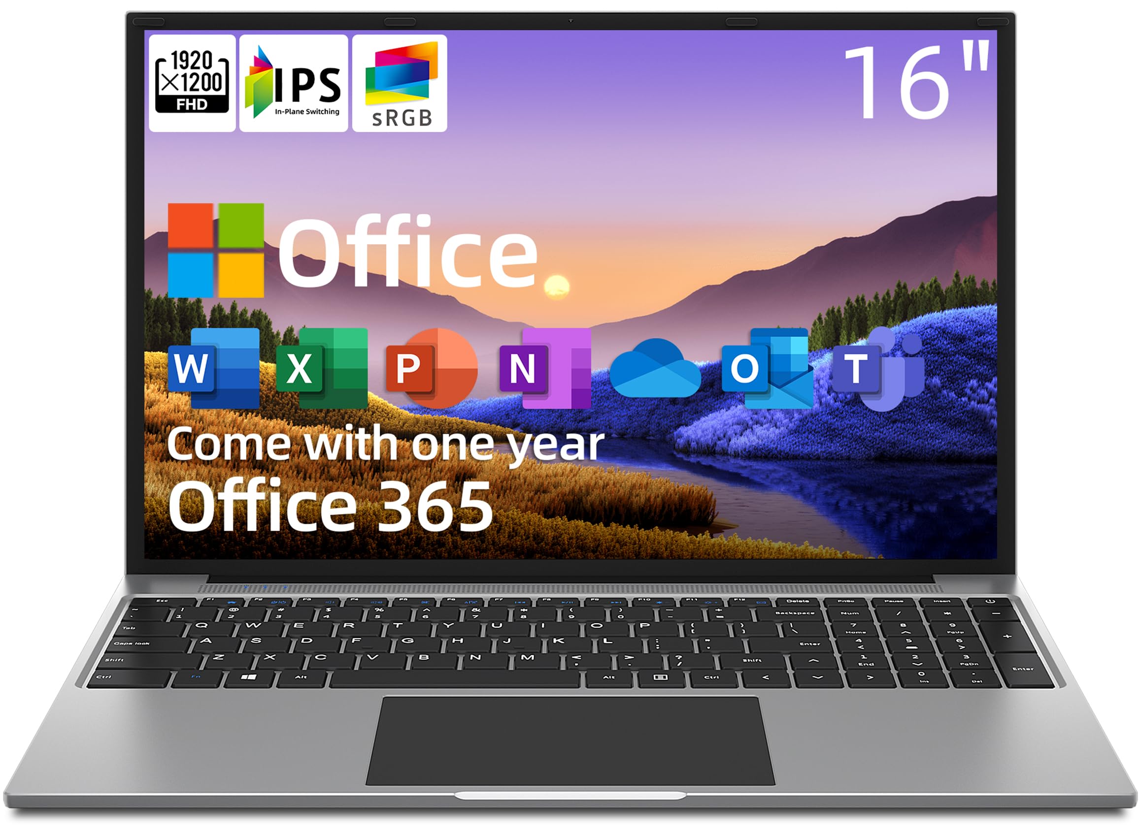 jumper 16 Inch Laptop, Quad Core CPU, FHD IPS Screen (16:10), 4GB DDR4 128GB Storage, Laptops Computer with Office 365 1-Year Subscription, 4 Stereo Speakers, Numeric Keypad.